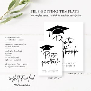 Graduation Photo Guest Book, Graduation Guest Book Sign, Printable ...