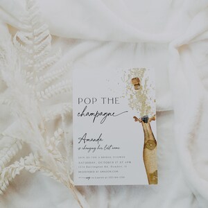 Pop the Champagne Bridal Shower Invitation, She's Changing Her Last ...