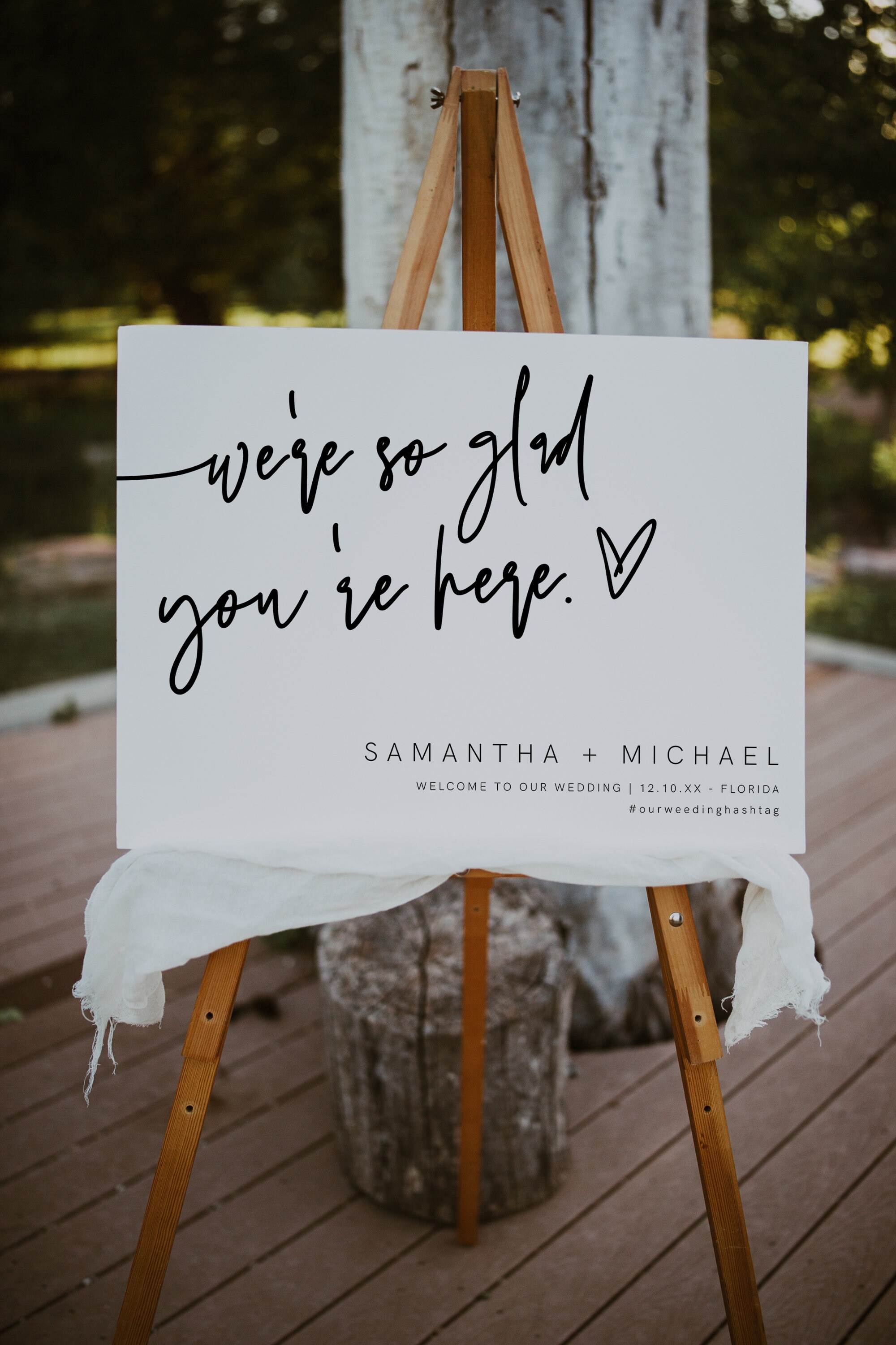 We're so Glad You're Here Modern Wedding Welcome Sign - Etsy