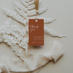 Boho Favor Tag Template, Terracotta Wedding Thank You Tag, Bridal Tag ...
