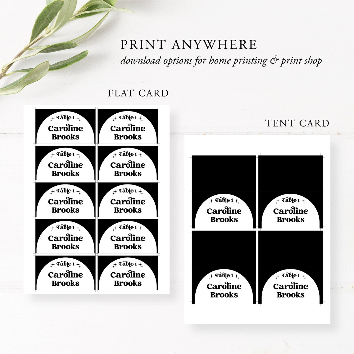 Retro Place Card Template Printable Place Cards Retro | Etsy