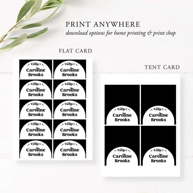 Retro Place Card Template Printable Place Cards Retro | Etsy