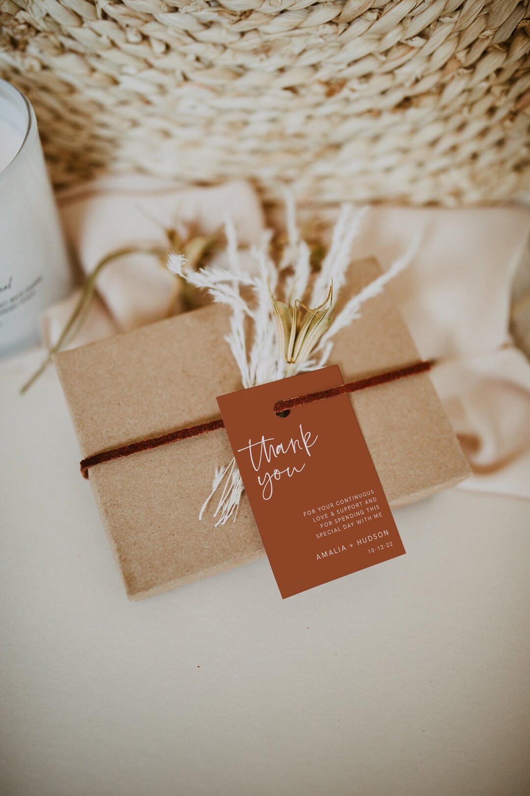 Boho Favor Tag Template, Terracotta Wedding Thank You Tag, Bridal Tag ...