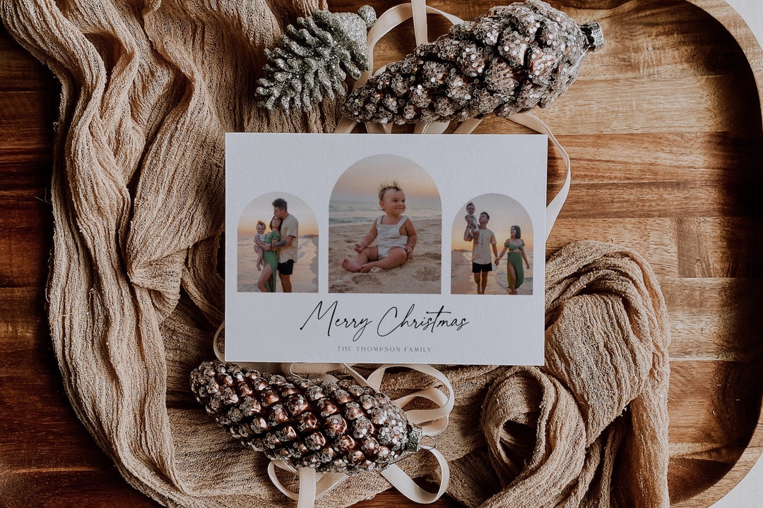 Arch Christmas Card With Photo, Arch Minimalist Photo Holiday, Arch ...