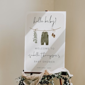 Boy Baby Shower Welcome Sign Template, Boho Boy Baby Shower, Neutral ...