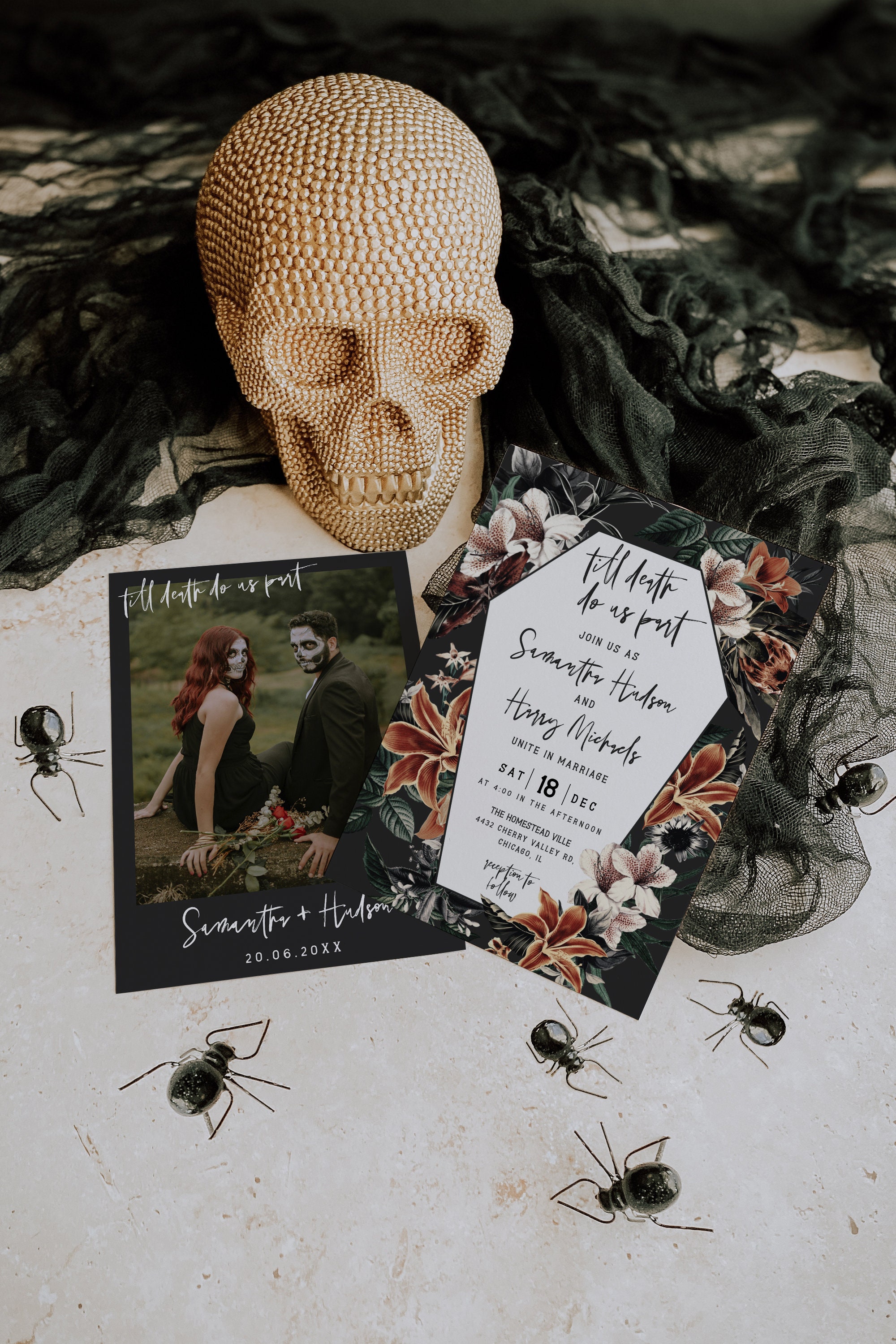 Halloween Wedding Invitation Template, Til Death Wedding Printable ...