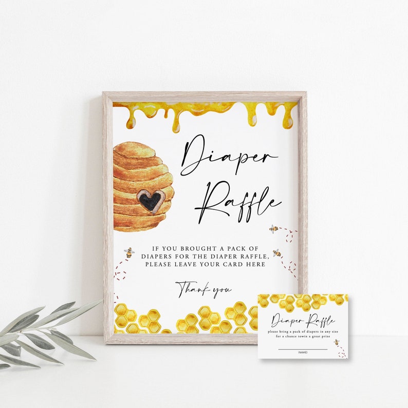 Bee Diaper Raffle Sign Honeybee Diaper Raffle Cards Diaper - Etsy