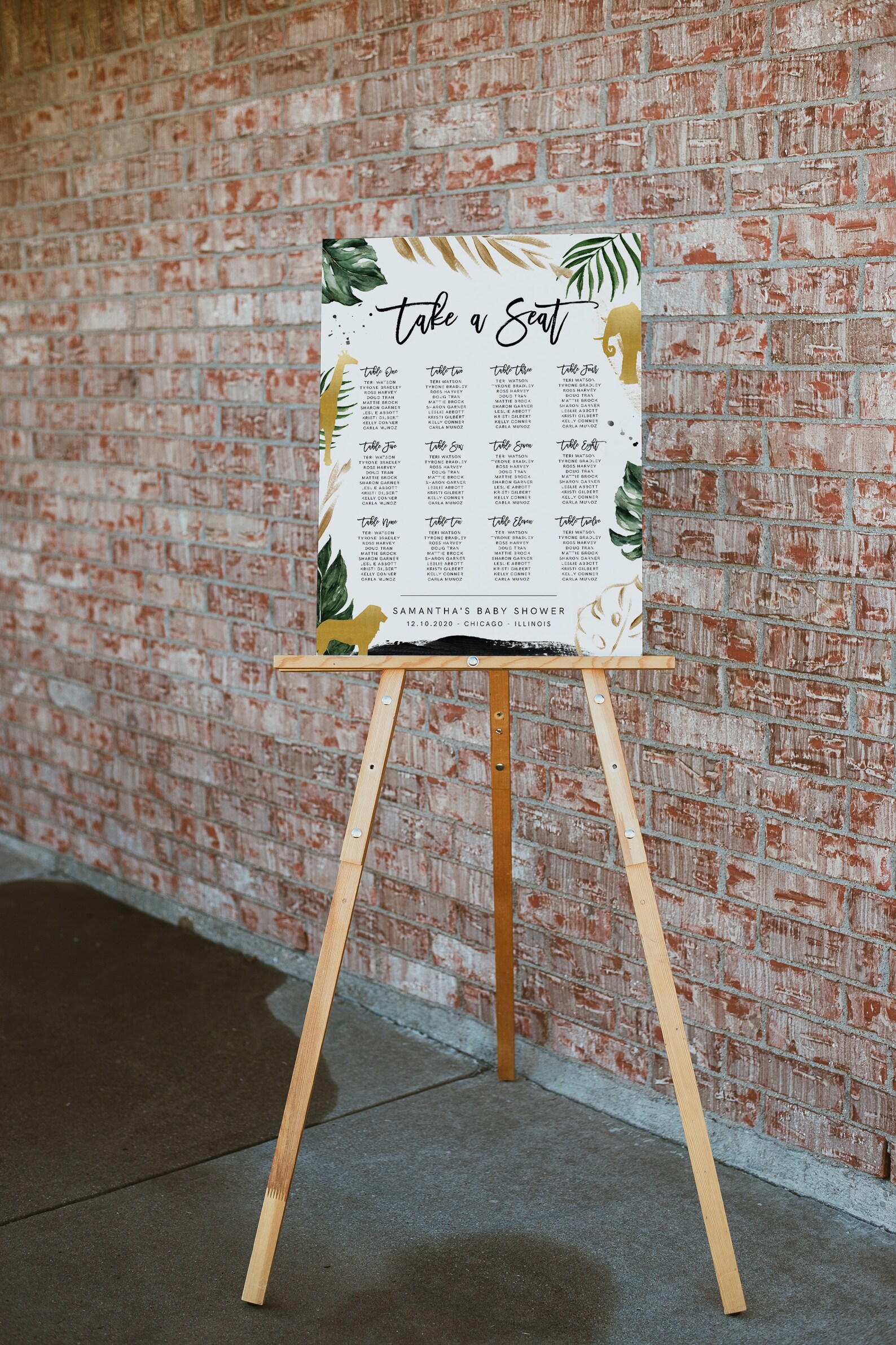 Safari Seating Chart Poster, Safari Baby Shower, Safari Seating Sign ...