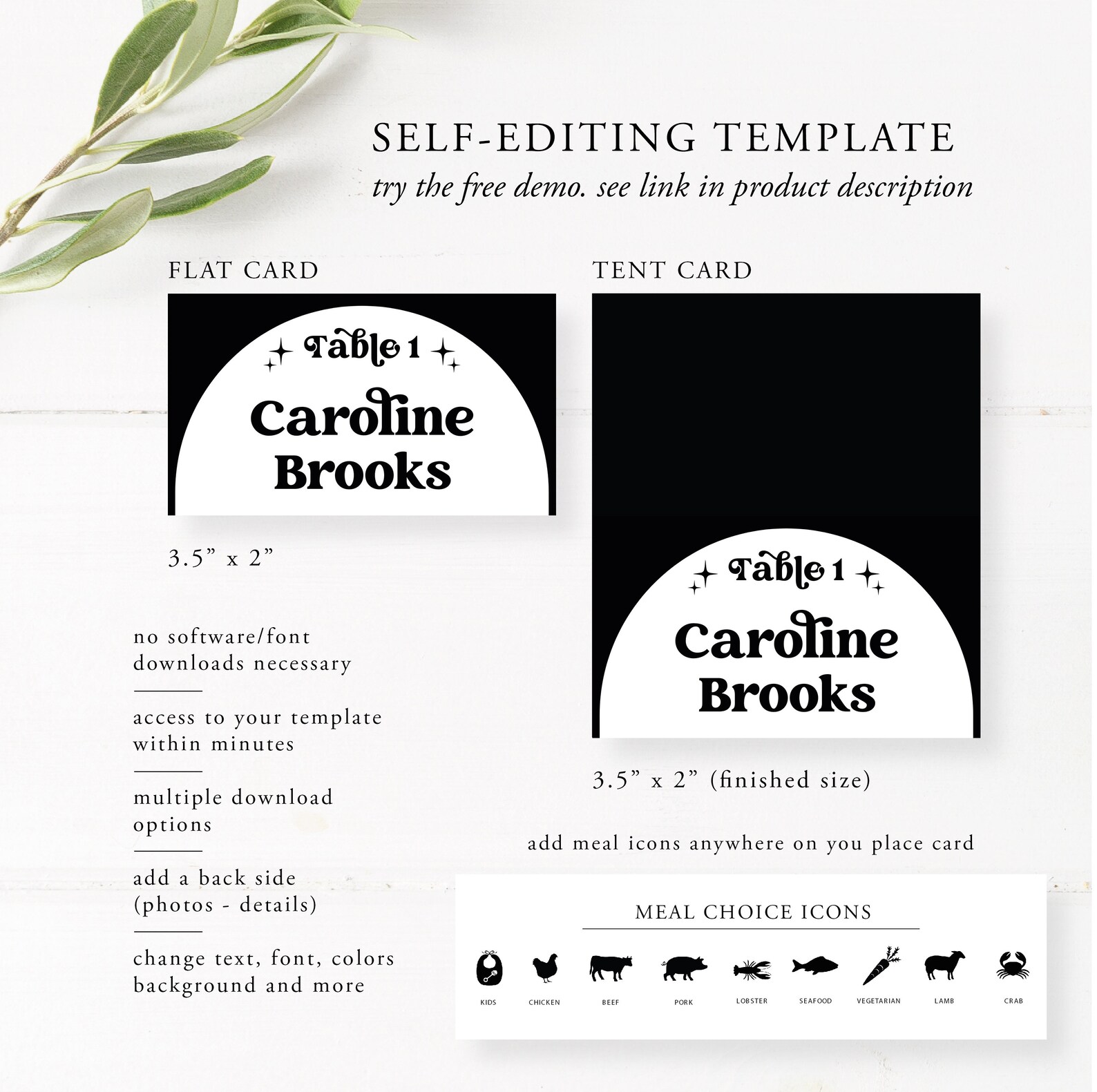 Retro Place Card Template Printable Place Cards Retro | Etsy