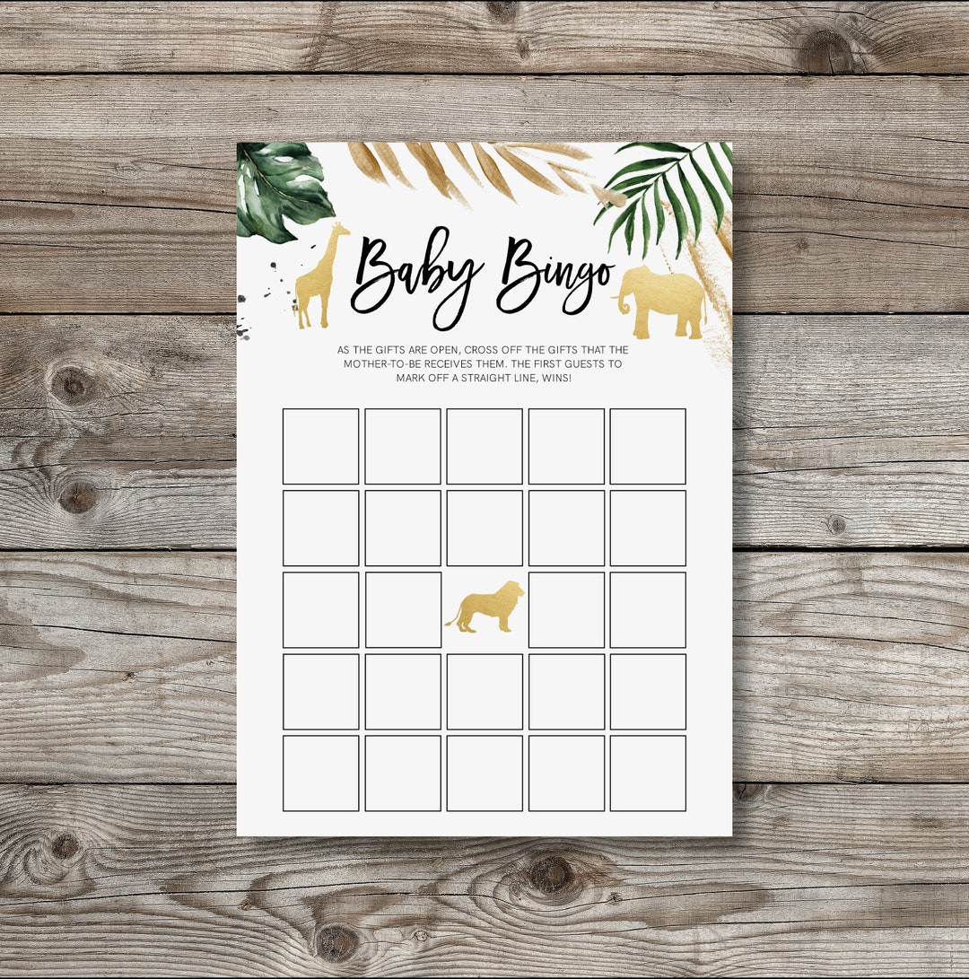 Baby Bingo Game, Safari Baby Shower, Printable Game, Animals Baby ...