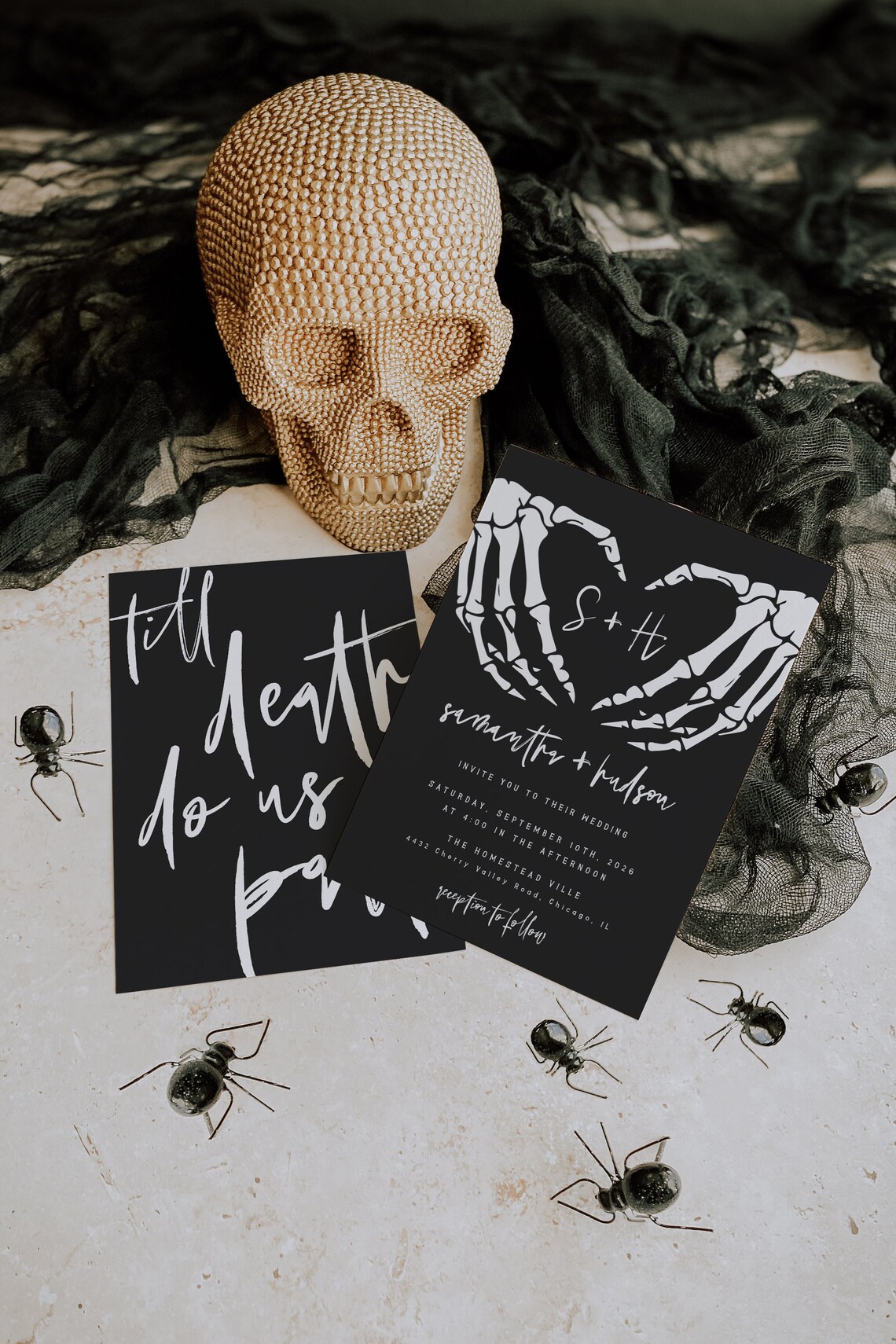 Skeleton Wedding Invitation Set Template Til Death Wedding | Etsy