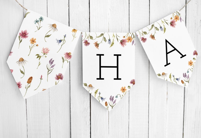 Wildflower Banner Template Blue Wildflower Birthday Custom - Etsy