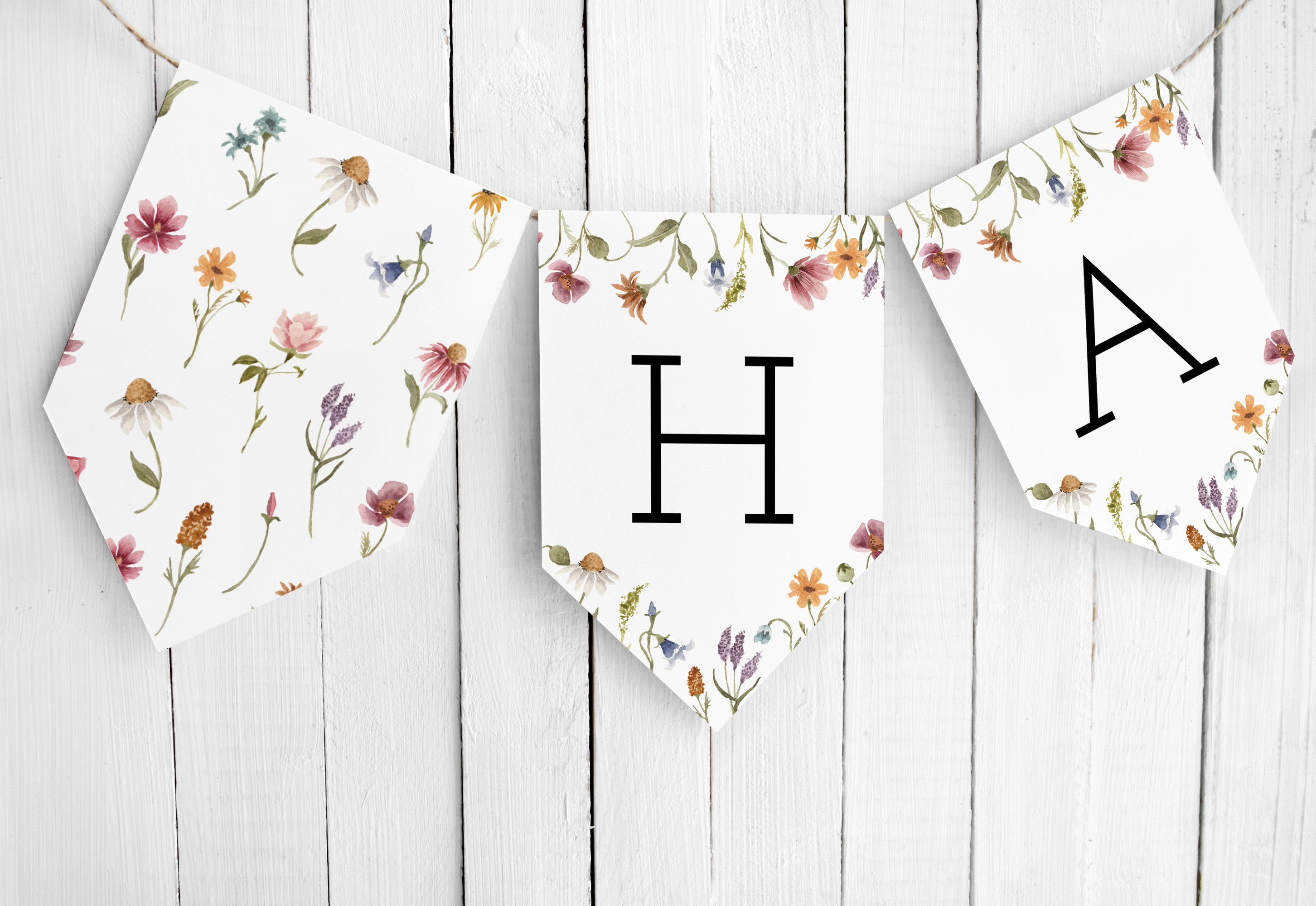 DOWNLOAD Wildflower Birthday,Editable bunting Wildflower Banner ...