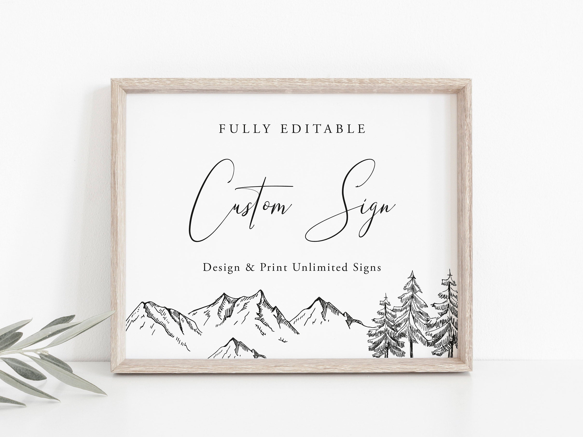Mountain Custom Sign Template Pine Wedding or Bridal Shower - Etsy