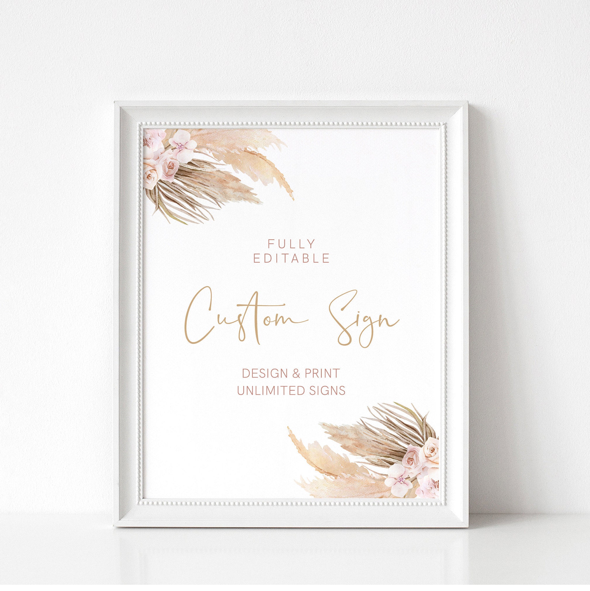 Pampas Grass Custom Sign Bohemian Wedding Baby Shower Sign - Etsy