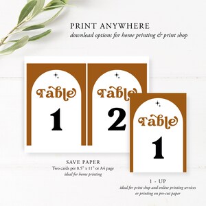 Retro Table Number Card Template, Retro Wedding Table Number, Editable ...