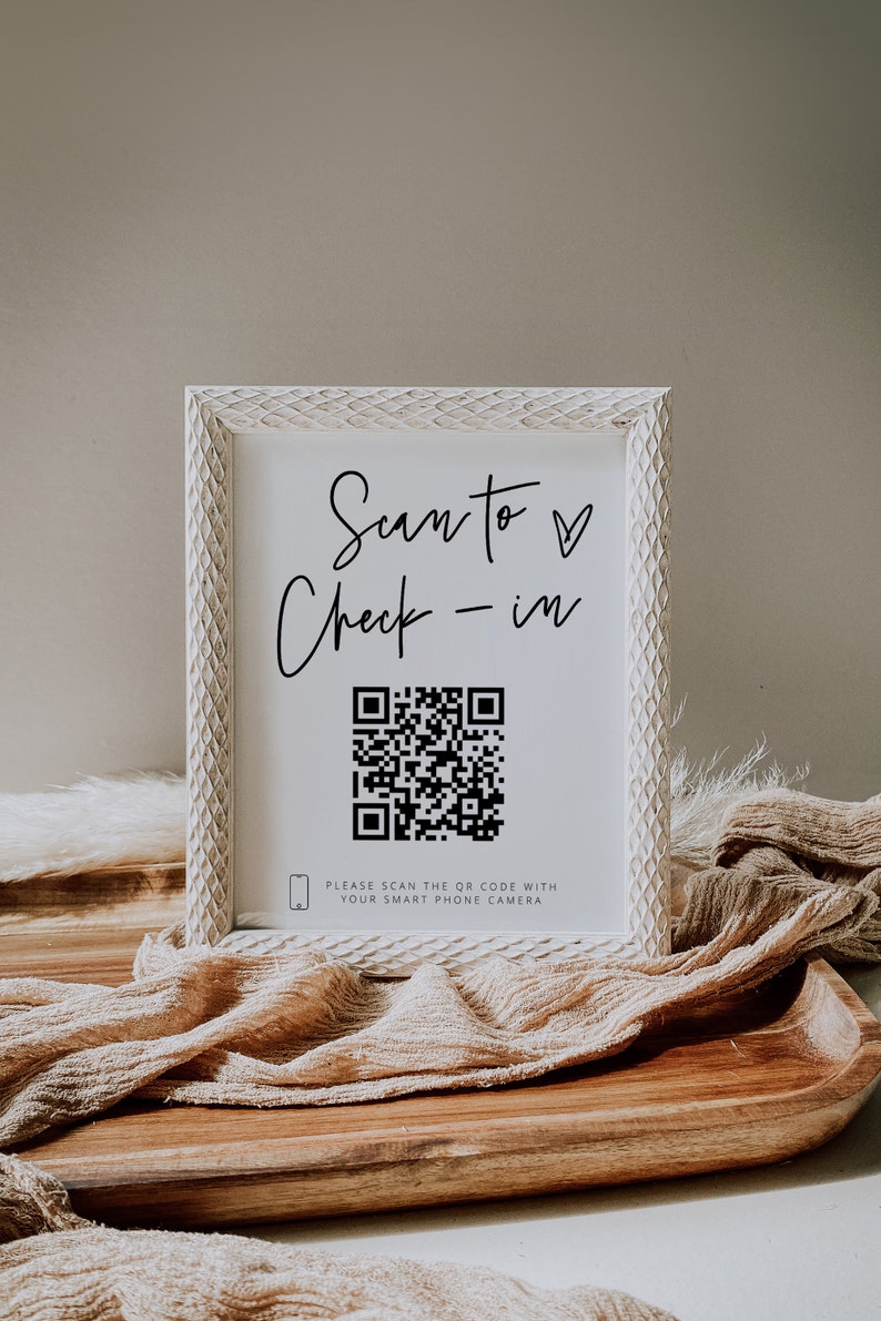 QR Code Check-in Sign Template Small Business Marketing | Etsy