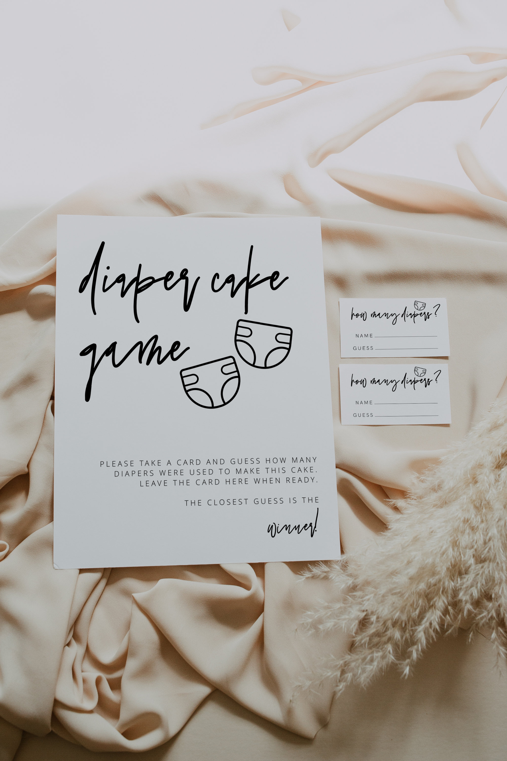 Guess How Many Diapers in the Diaper Cake Game Sign and Cards, Baby ...