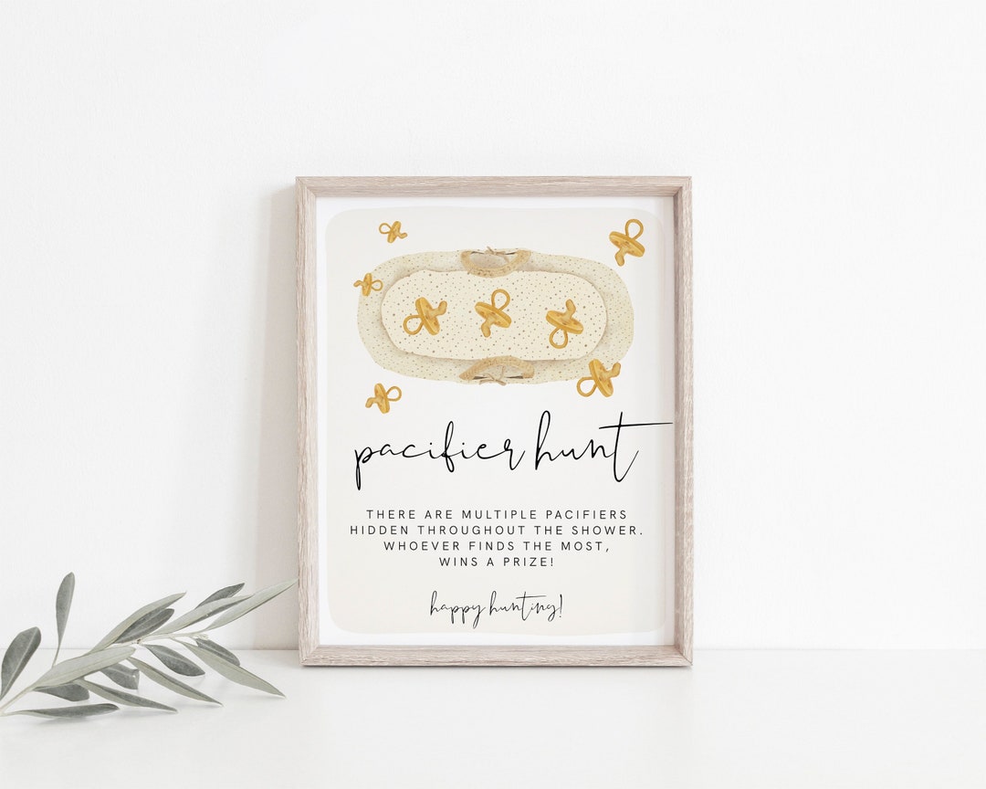 Pacifier Hunt Game Template, Clothes Baby Shower Game, Boho Baby Shower ...