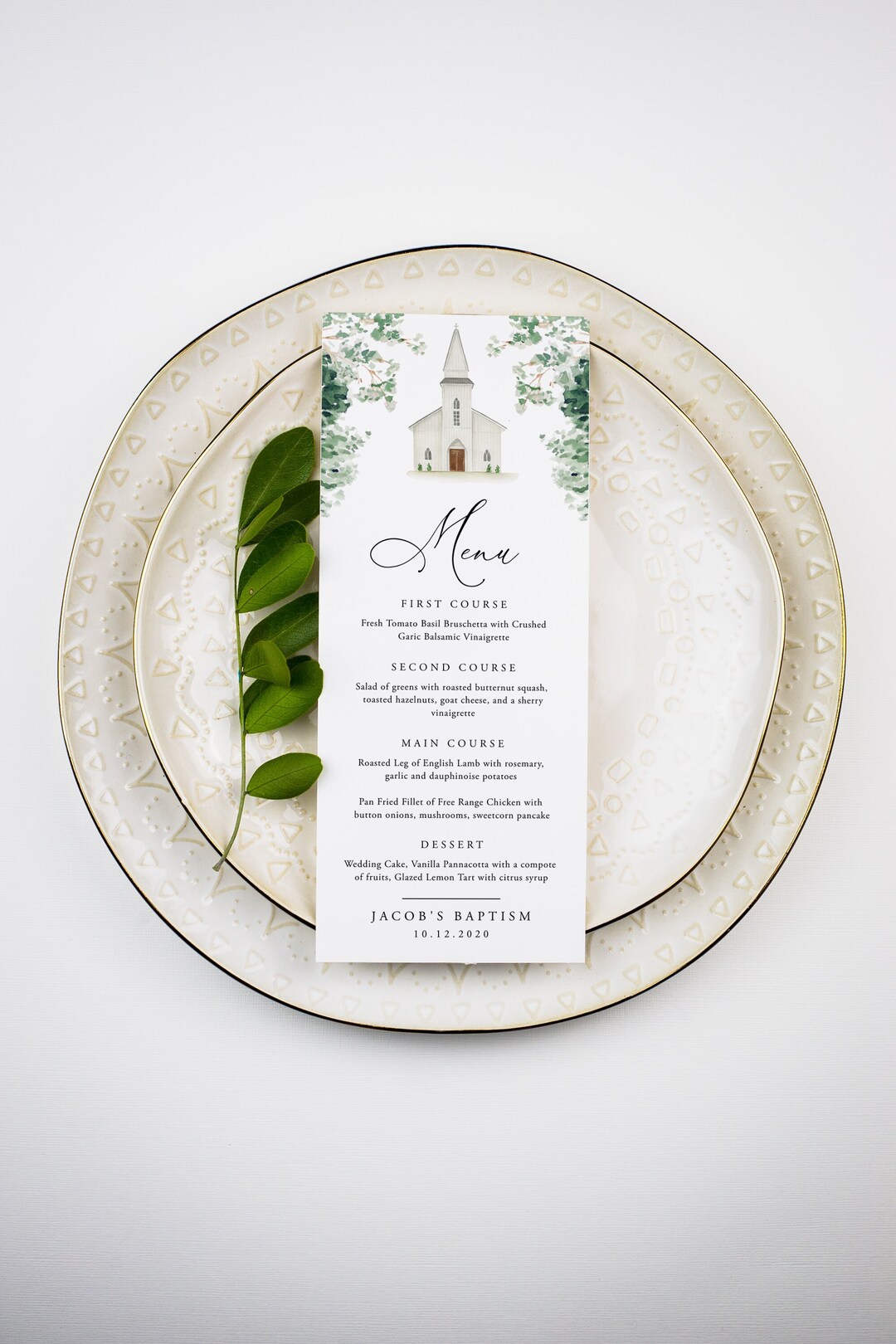 Baptism Menu Template, Church, Baptism Greenery, Editable Baptism Menu ...