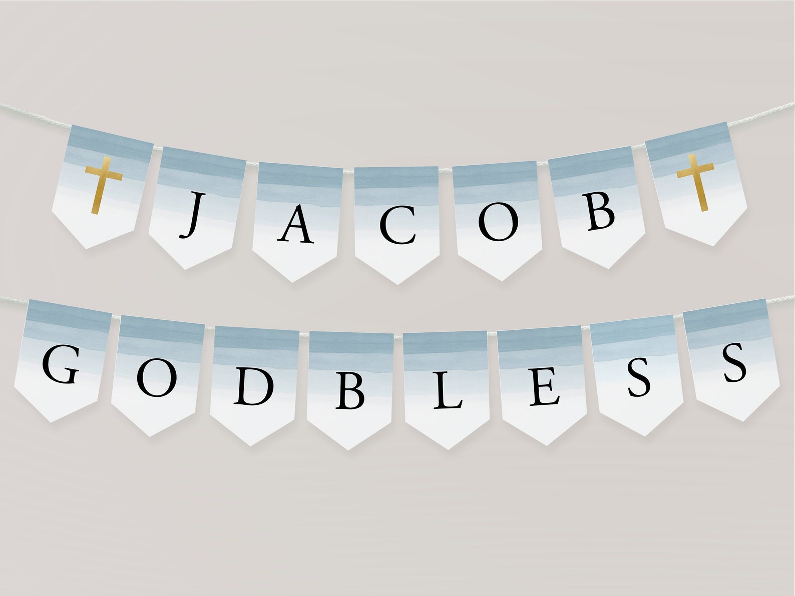 Baptism Banner Template Light Blue Watercolor Baptism Custom | Etsy