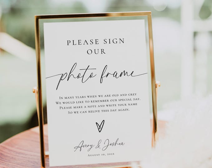 Sign Our Photo Frame Sign, Printable Guest Book Signs, Modern ...