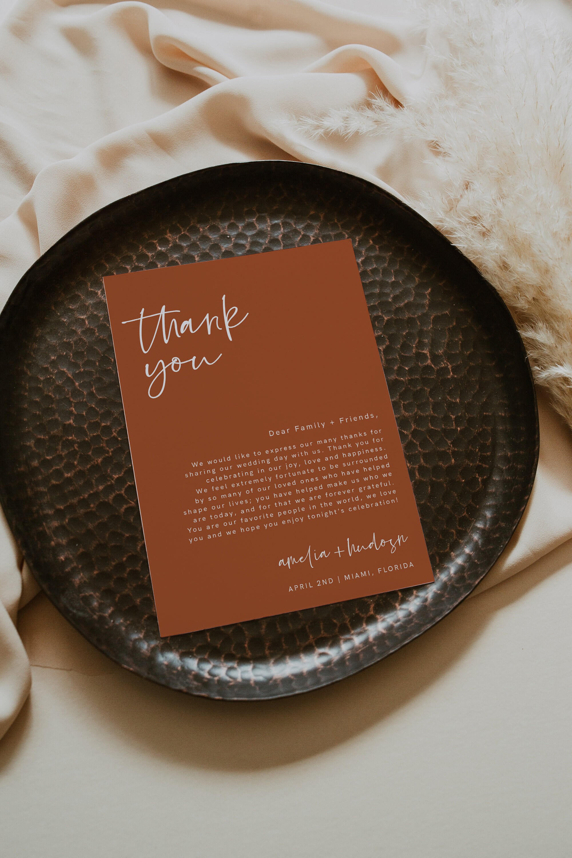 Boho Thank You Card Template Thank You Letter Note Printable | Etsy