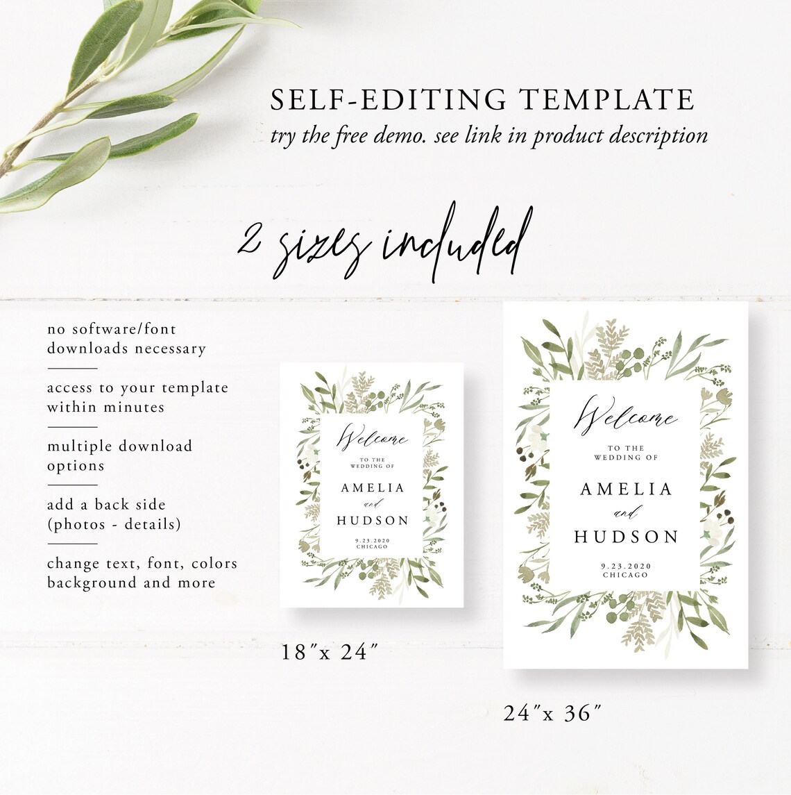 Greenery Welcome Sign Boho Eucalyptus Rustic Wedding | Etsy