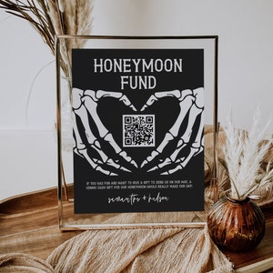 Honeymoon Fund QR Code, Skeleton Wedding Honeymoon Fund, Editable ...