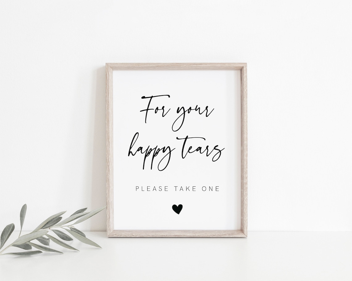 For Your Happy Tears Sign Template Wedding Tissues Sign - Etsy