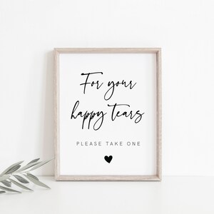 For Your Happy Tears Sign Template, Wedding Tissues Sign, Happy Tears ...