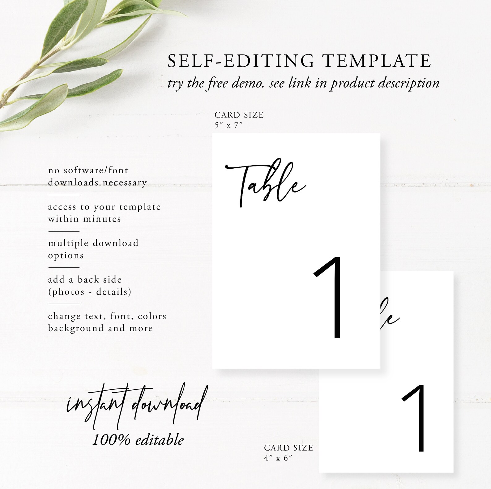Modern Table Number Card Template, Minimal Simple Clean Wedding Table ...