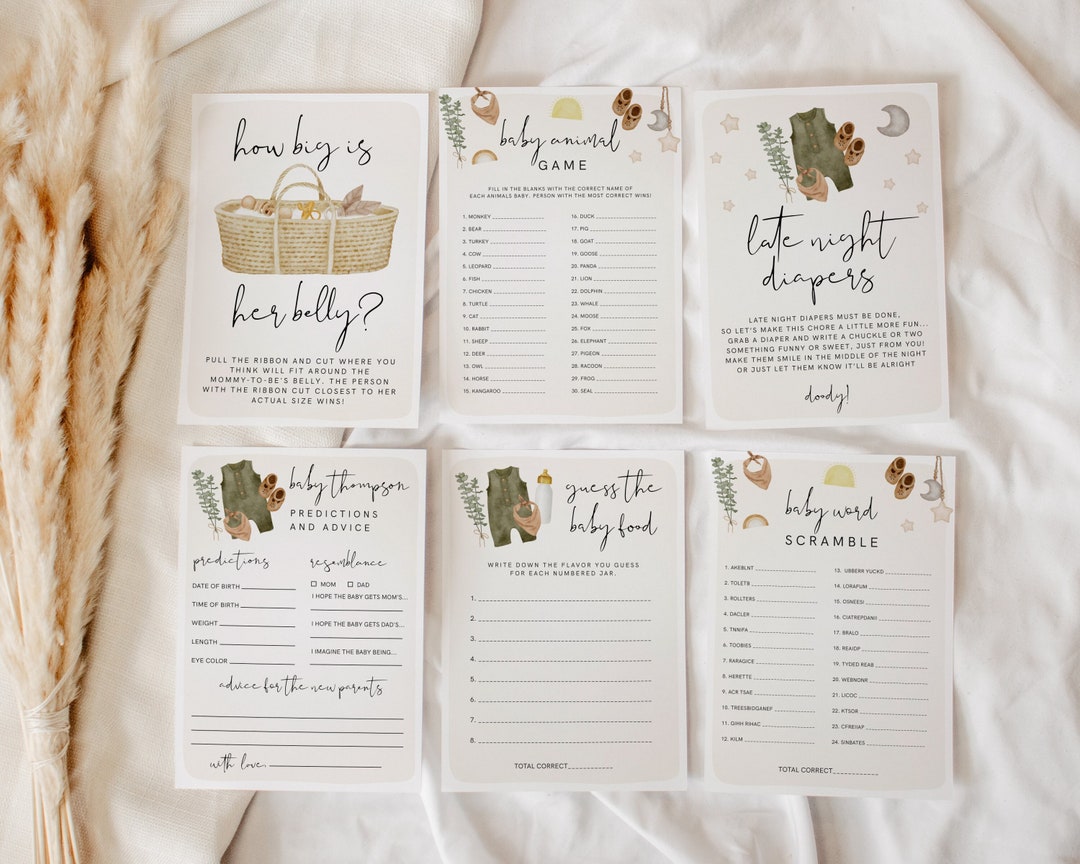 Baby Shower Game Bundle, Boho Baby Shower Game Kit, Printable Baby ...