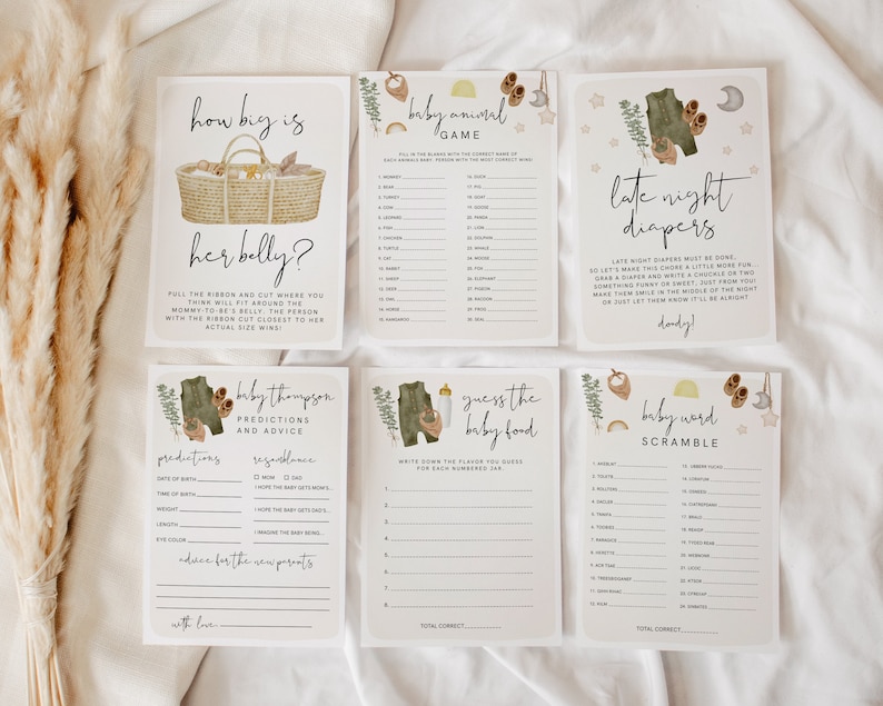 Baby Shower Game Bundle Boho Baby Shower Game Kit Printable - Etsy