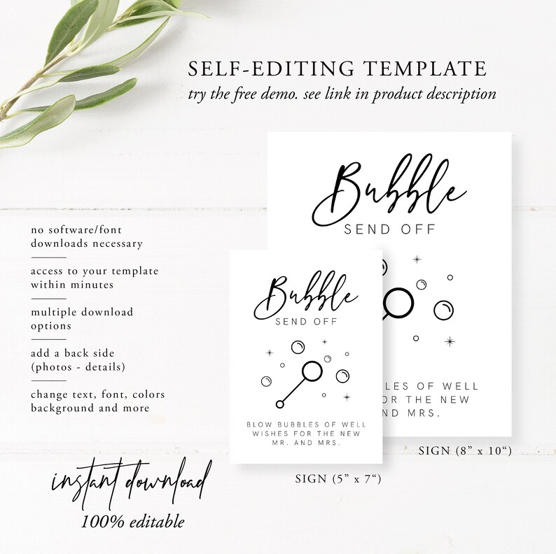 Bubble Send off Sign Printable Newlywed Send off Sign Modern | Etsy