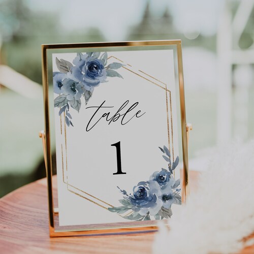 Dusty Blue Wedding Table Numbers Table Number Template - Etsy