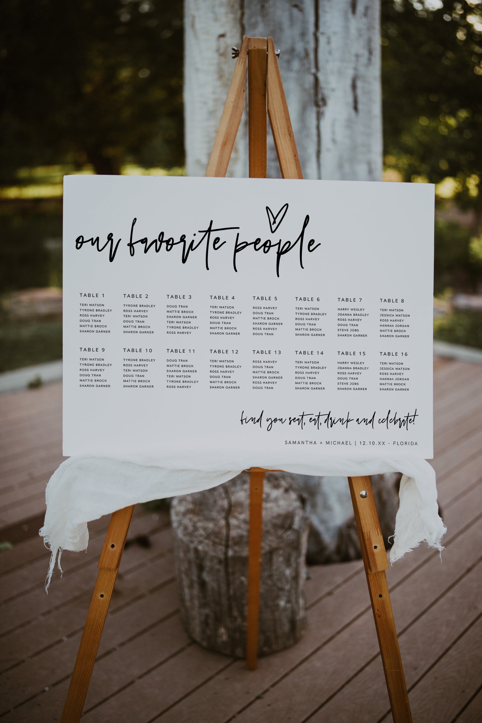 Seating Chart Our Favourite People Minimalist Printable - Etsy