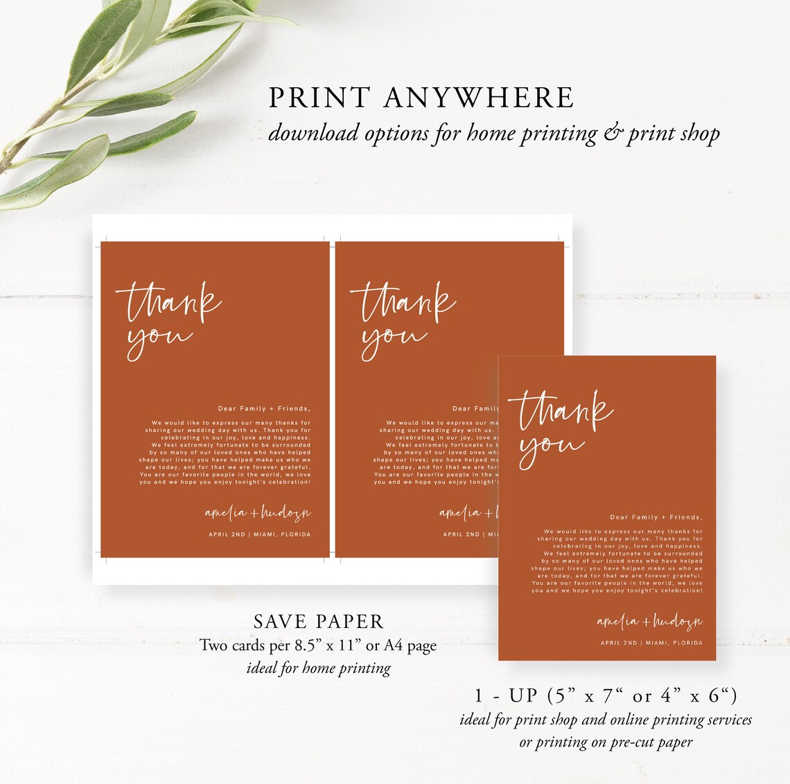 Boho Thank You Card Template Thank You Letter Note Printable - Etsy