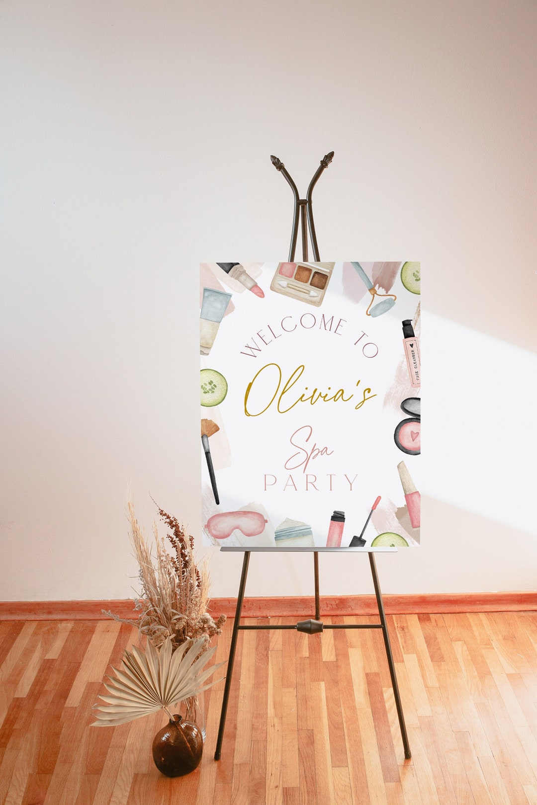 Spa Birthday Party Welcome Sign Template, Girl Spa Glam Makeup, Slumber ...