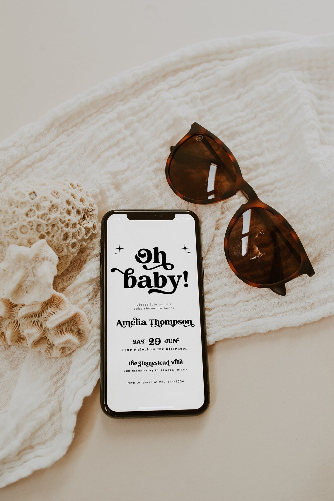 Retro Baby Shower Text Message Invitation Template, Electronic, Groovy ...