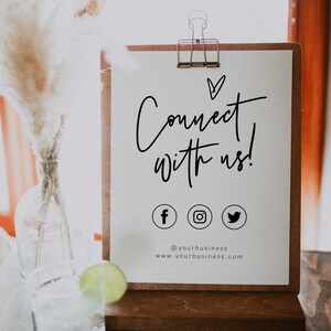 Social Media Sign Template, Follow Us Sign, Instagram Sign, Facebook ...