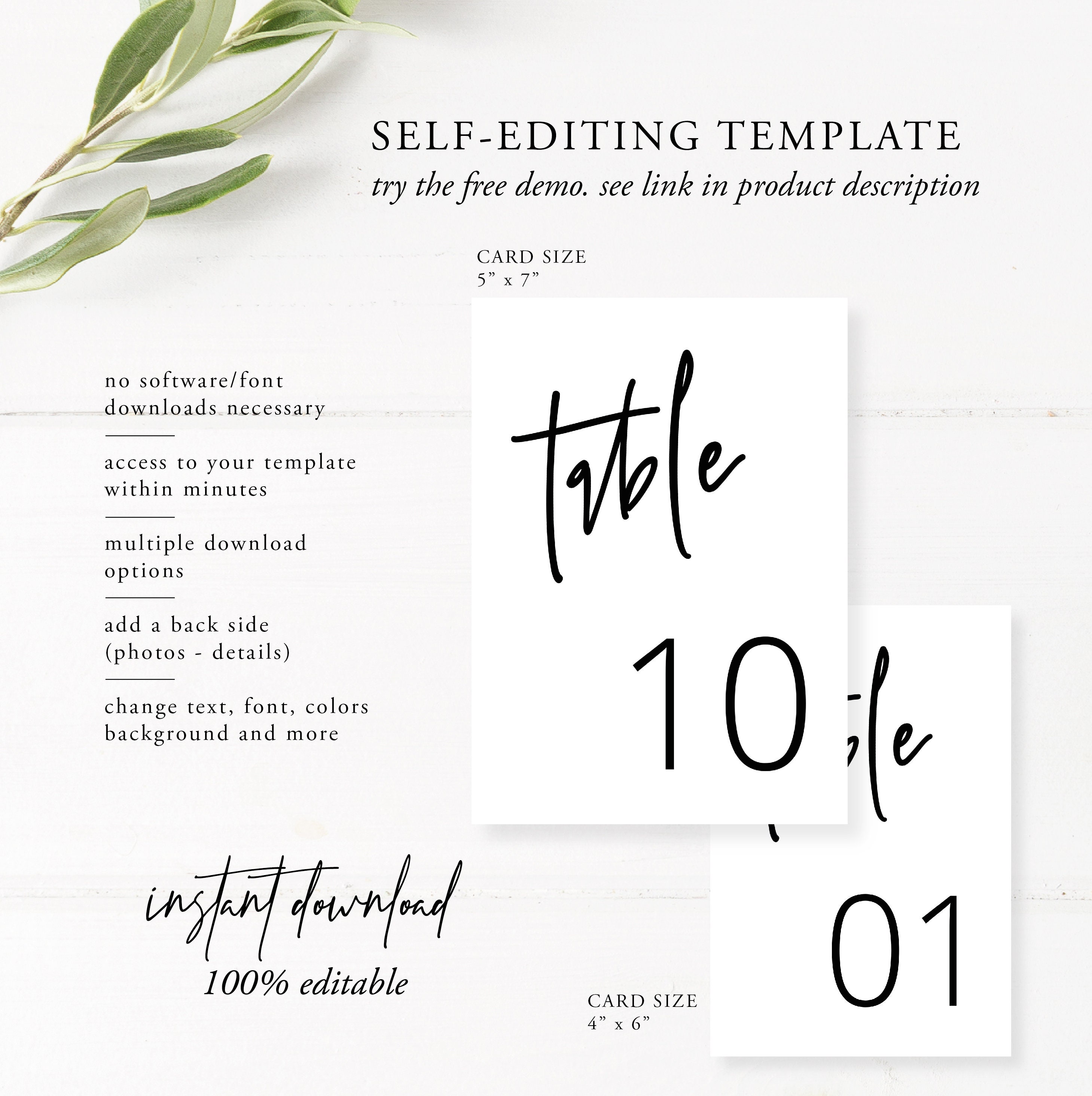 Modern Table Number Card Template, Minimal Simple Clean Wedding Table ...