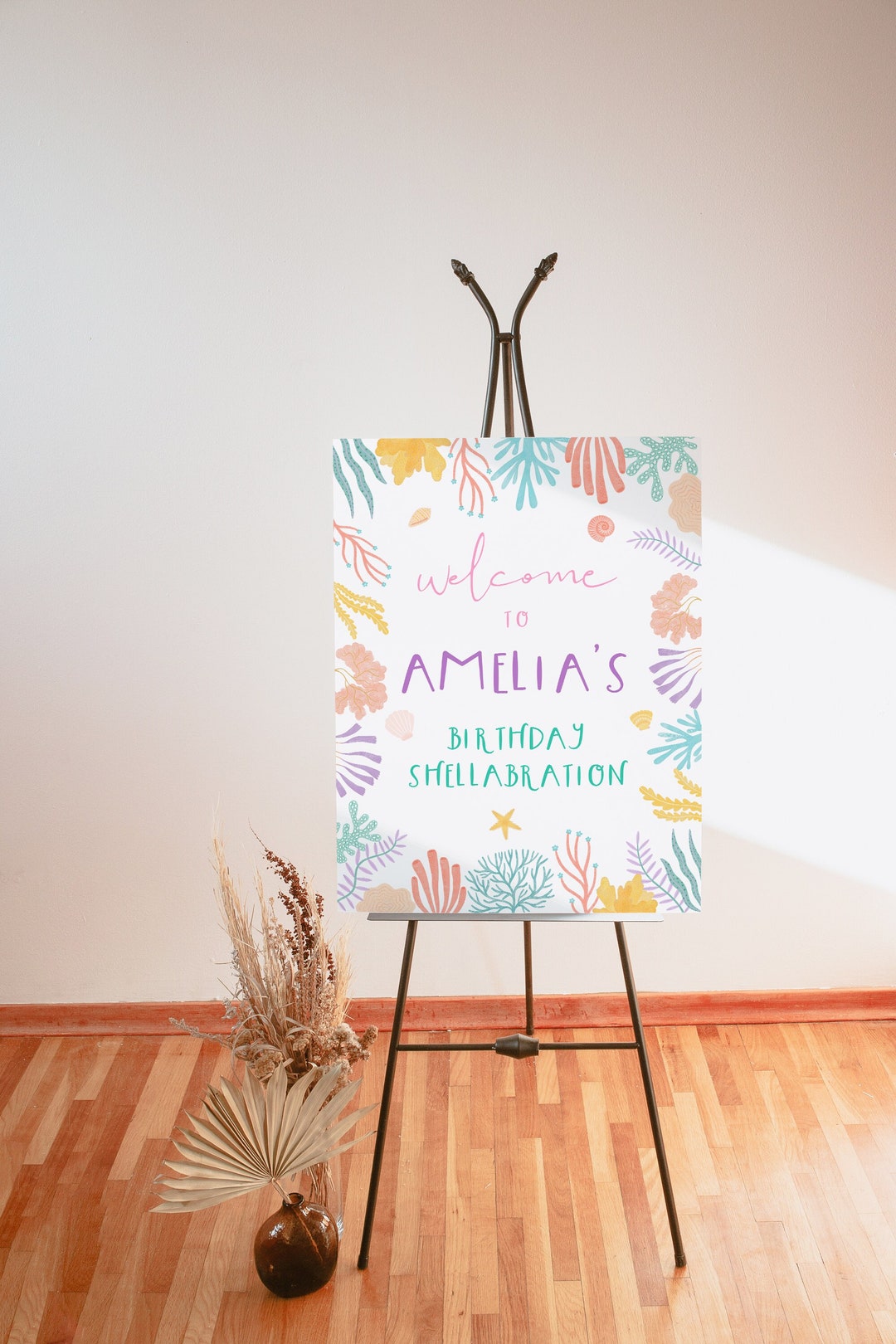 Sea Shell Welcome Sign Template, Shell Birthday Party Girl Birthday ...