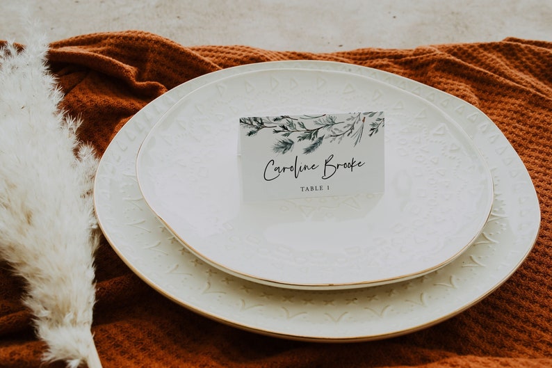 Winter Place Card Template Printable Place Cards Winter Pine | Etsy