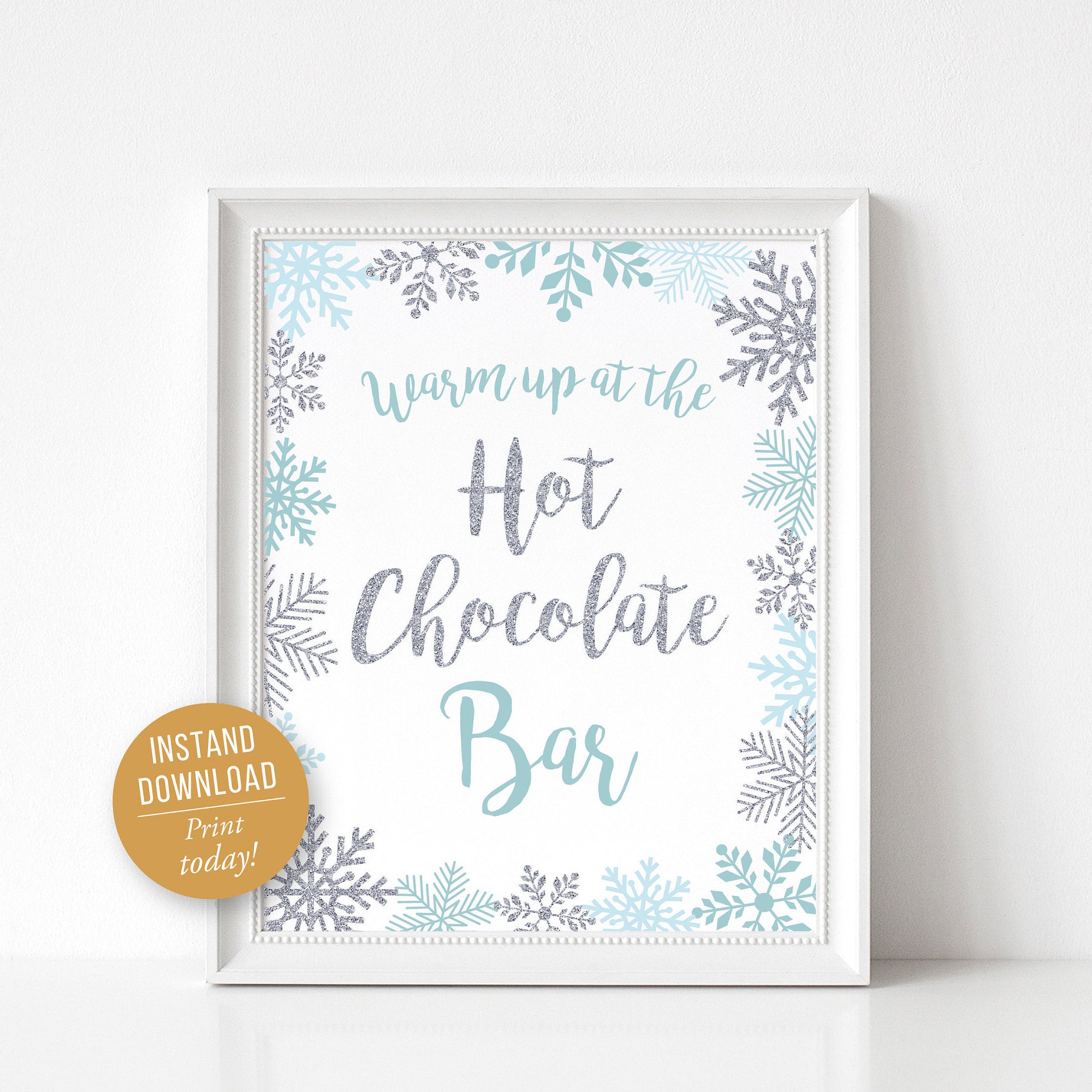 Winter Onederland Signs Set, Winter Wonderland Party Sign, Blue and ...