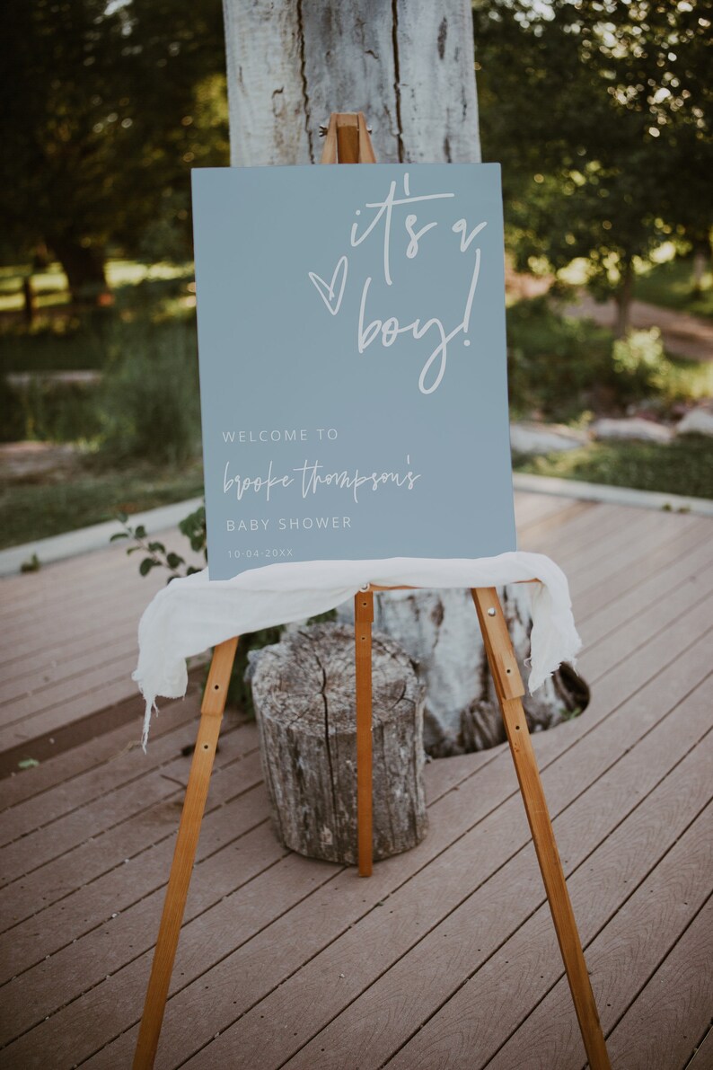 It's a Boy Welcome Sign Template, Modern Baby Shower Sign, Clean ...