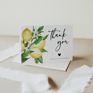 Lemon Thank You Card Template, Citrus Wedding Thank You, Bridal Shower ...