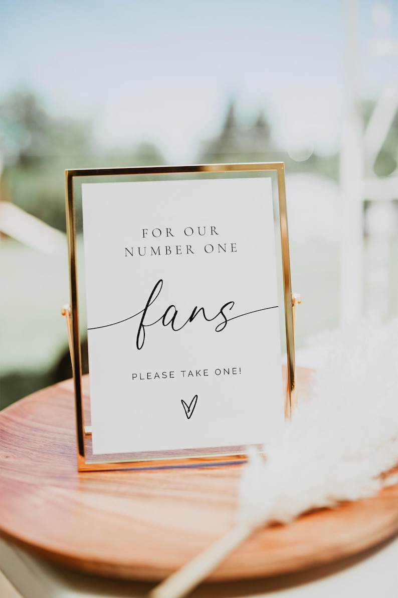 Wedding Fan Sign Template, for Our Number One Fans, Minimalist Wedding ...