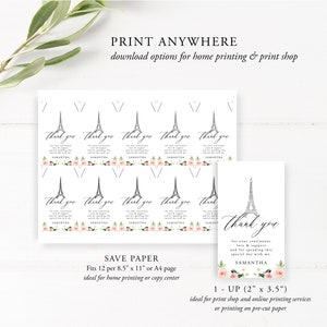 Paris Bridal Favor Tag Template, Eiffel Tower, Printable French Wedding ...