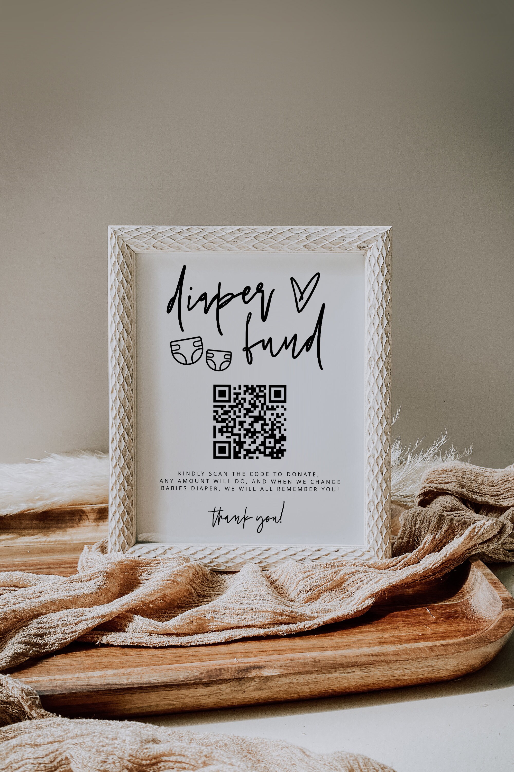 Diaper Fund Sign Venmo Baby Shower Sign Diaper QR Cash Gift - Etsy